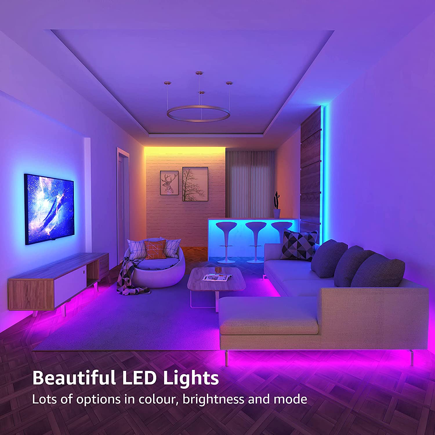 10M LED Strip Lights with Remote, Dimmable, RGB Colour Changing
