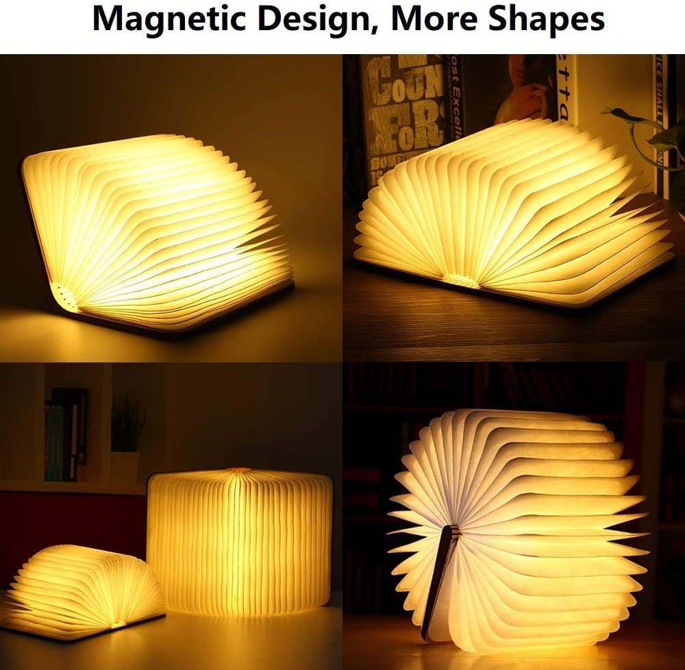 LED Book Light Wooden Folding Lamp - Bedside Decorative Lamp