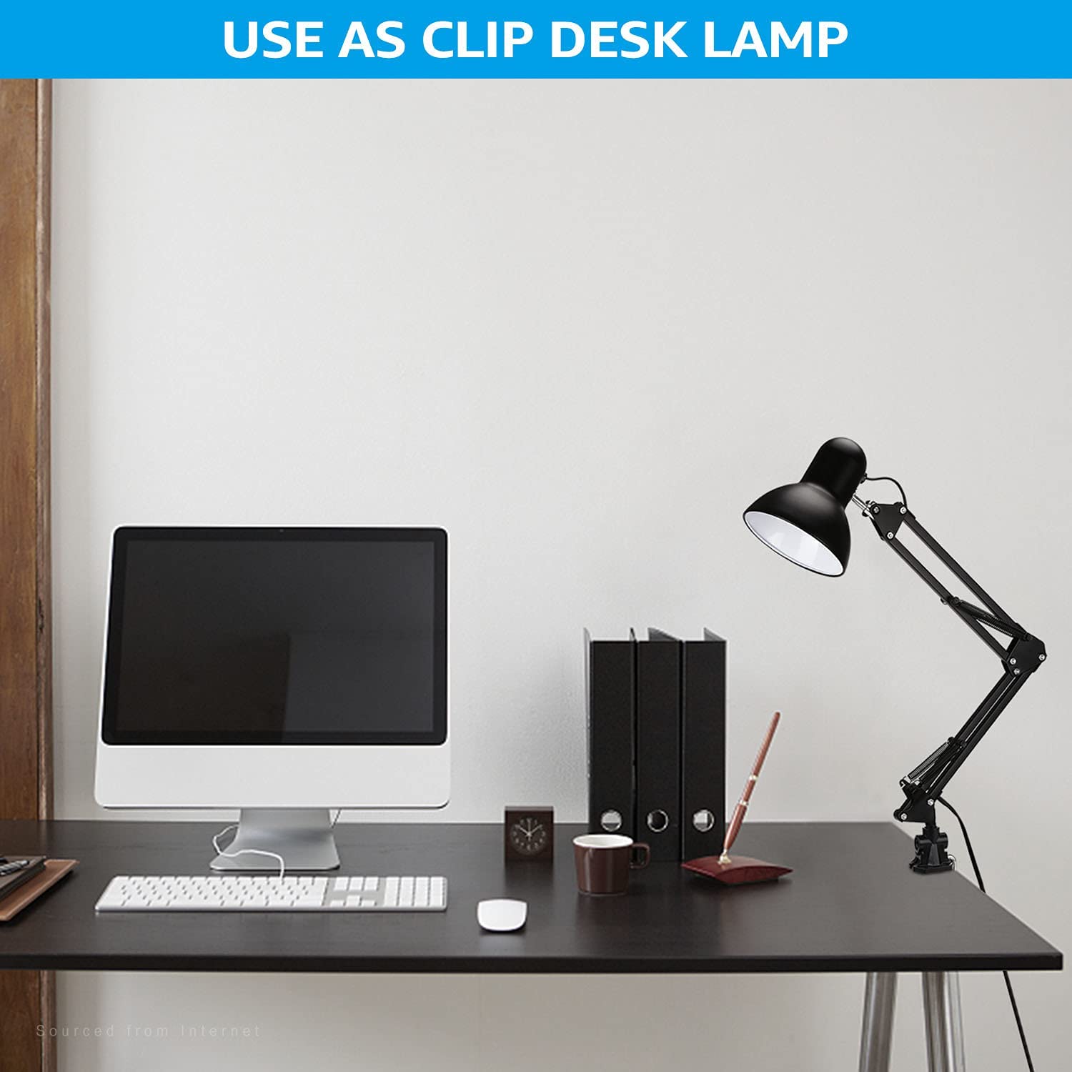 Metal Swing Arm Desk Lamp - Interchangeable Base Or Clamp