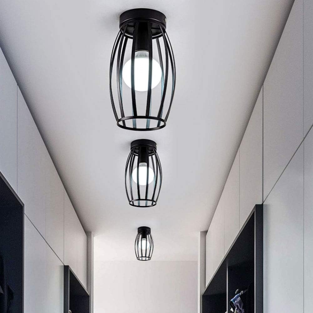 Retro black cylinder hollow art design Semi Flush Mount Ceiling Light ...