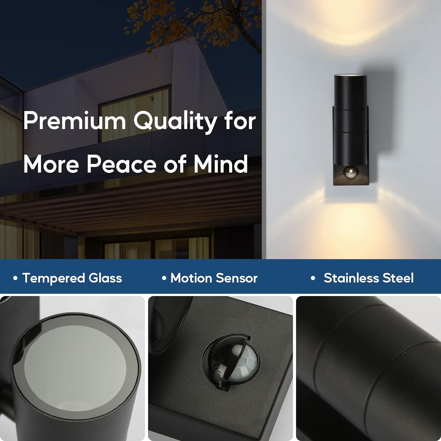 Outdoor Wall Light Pir Sensor - Black Motion Sensor Wall Lights