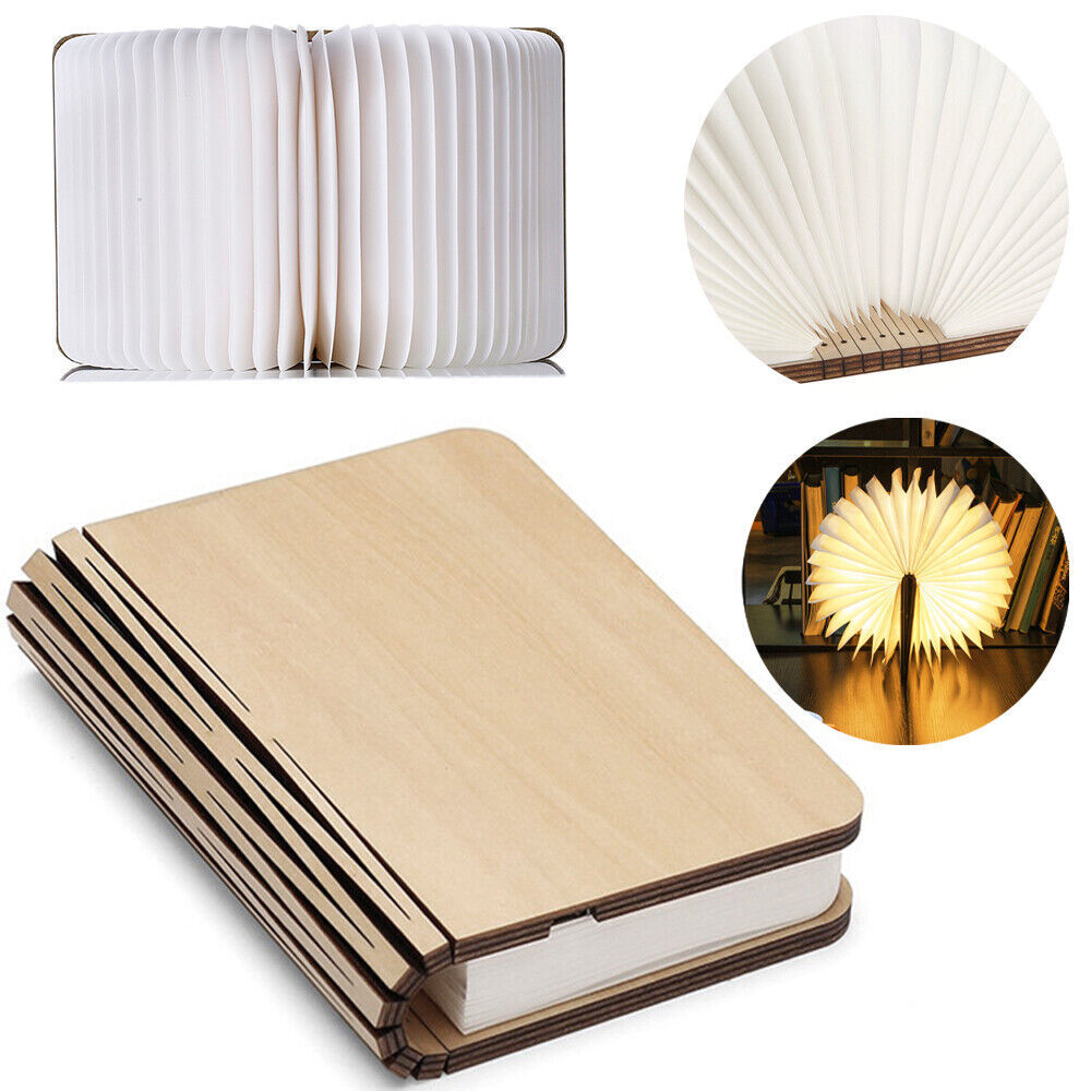 LED Book Light Wooden Folding Lamp - Bedside Decorative Lamp