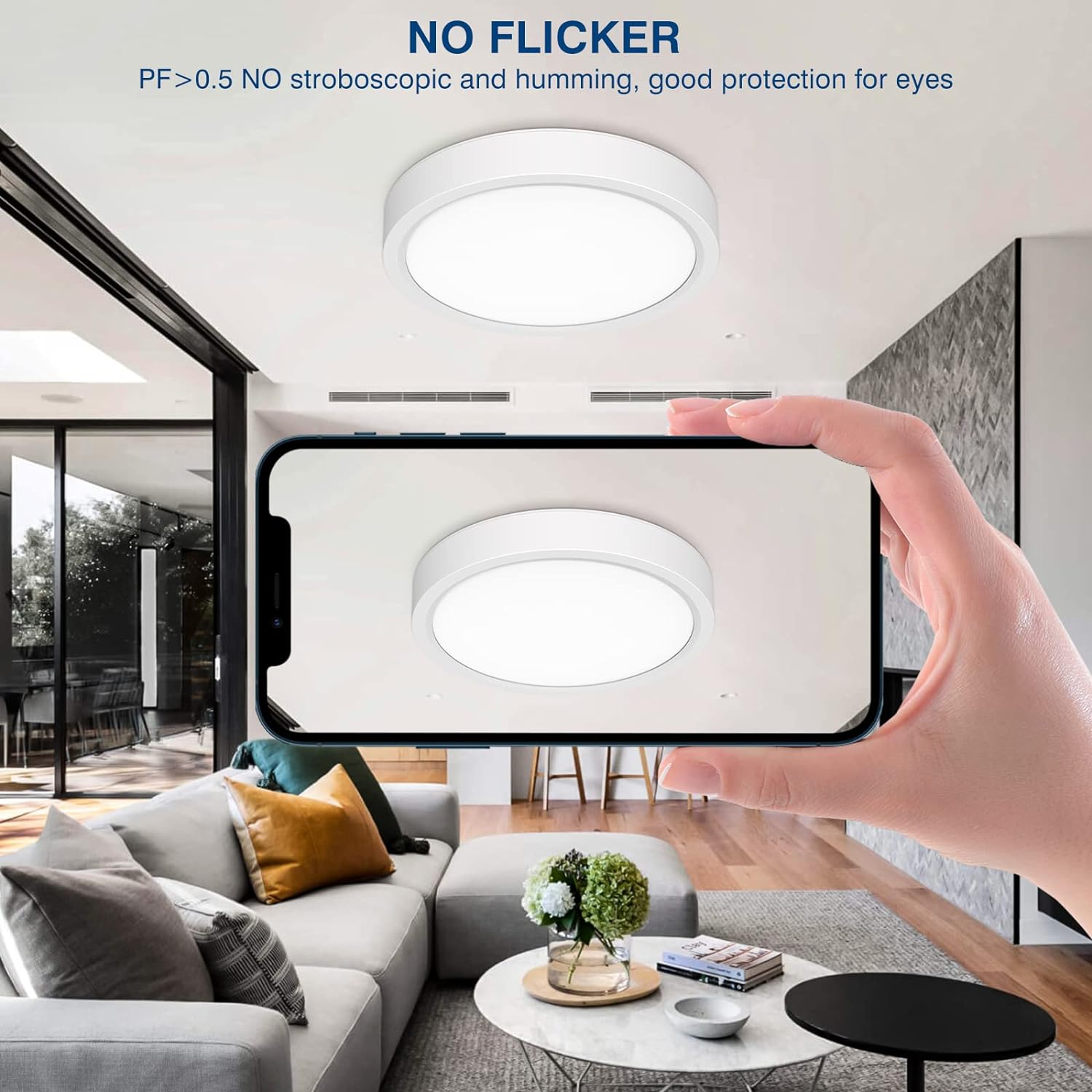 Modern 18W Round LED Ceiling Light – 1620LM IP65 Waterproof Flush Mount ...
