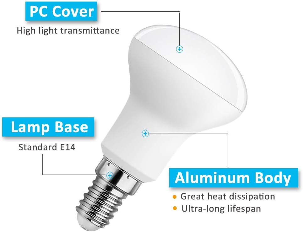 Spotlight Bulbs R50 E14 LED Cool White 6000K, 120° Beam Angle, 5W Replace
