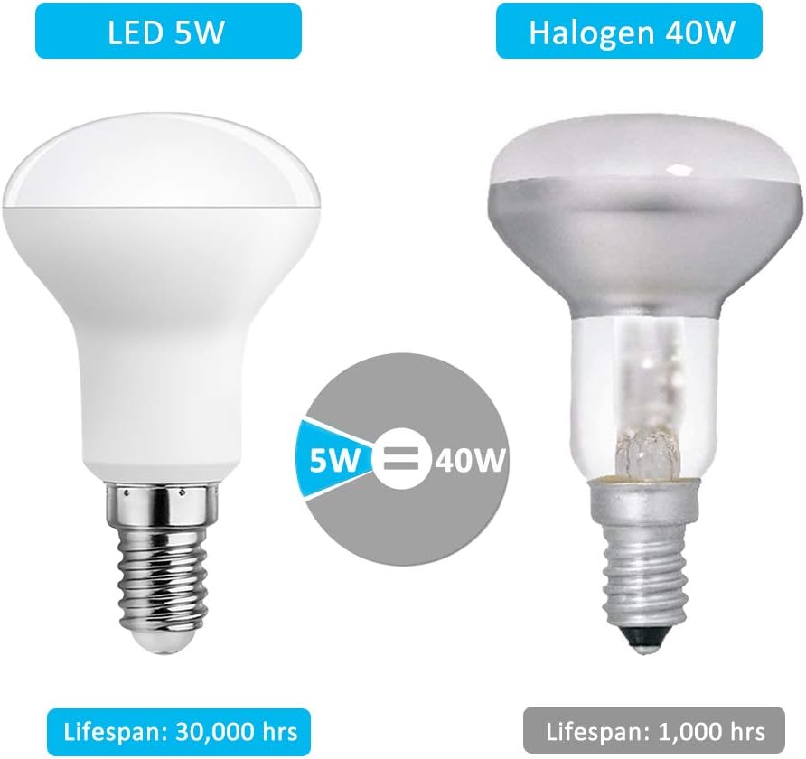 Spotlight Bulbs R50 E14 LED Cool White 6000K, 120° Beam Angle, 5W Replace