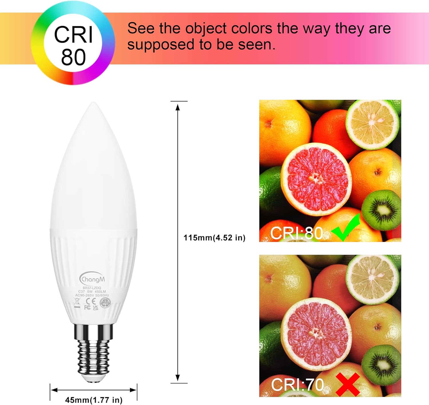 LED Candle Light Bulbs 5W Colour Changing Light Bulb with Remote Control