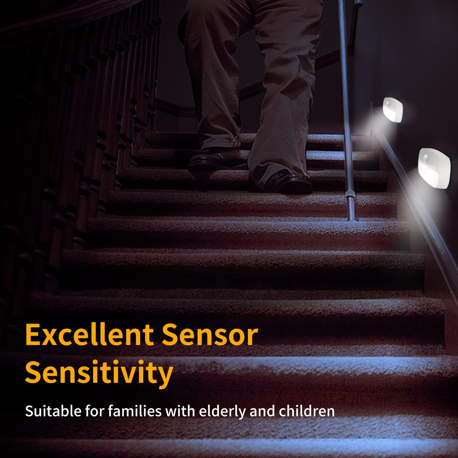 LED Motion Sensor Night Light [4 Pack] – Battery-Powered Stick-On Night ...