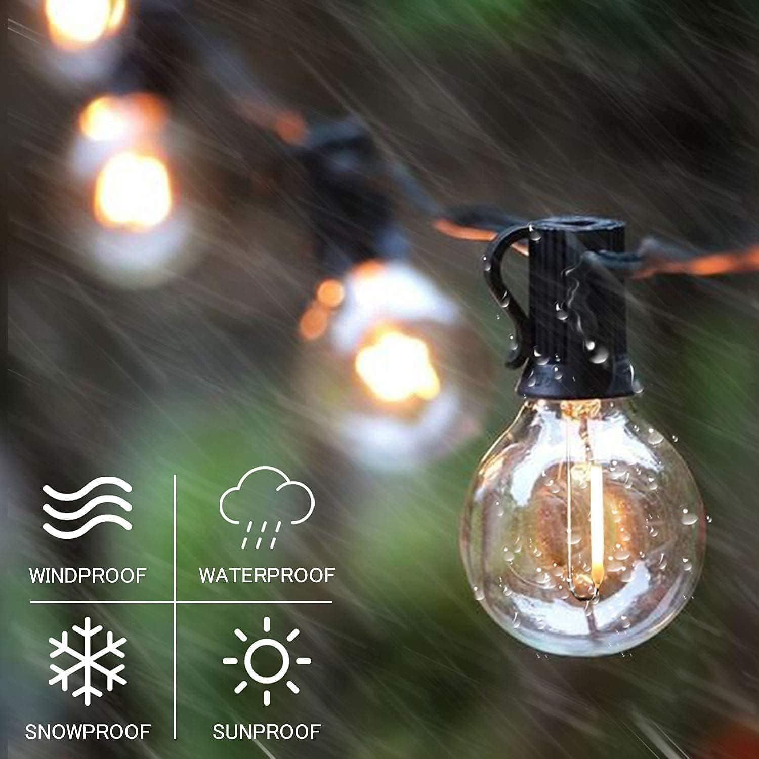 25FT LED Outdoor Festoon Lights, Mains Powered Globe String with 25 G40 ...