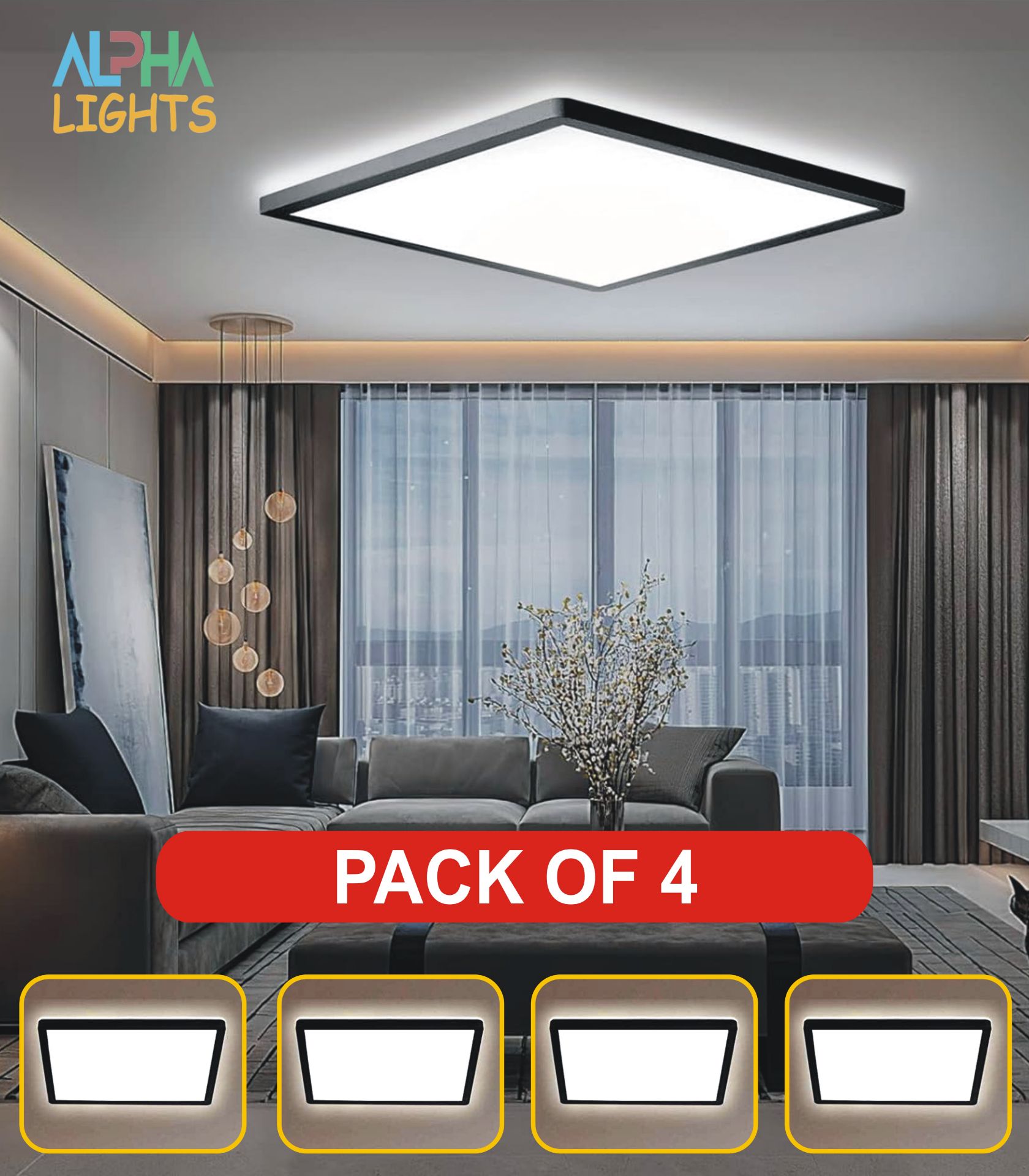 4 Pack LED Modern Ultra-Slim Bathroom Light - 2200LM Bright Waterproof ...