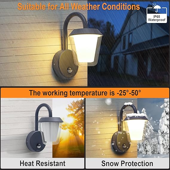 PIR Outdoor Wall Light – Modern LED Porch Lamp with Motion Sensor, IP65 ...