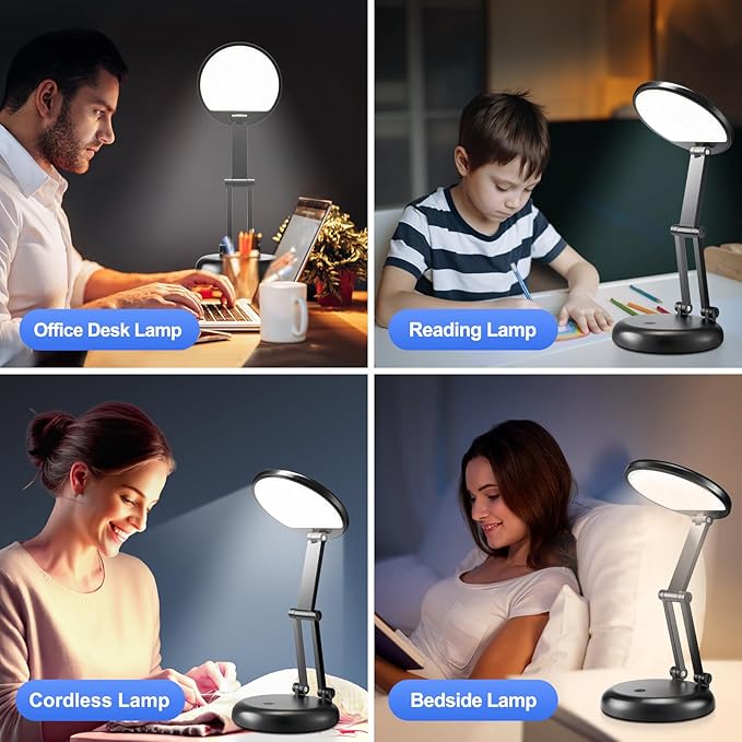 Rechargeable Desk Lamp – 3600mAh Cordless LED Table Lamp with USB ...