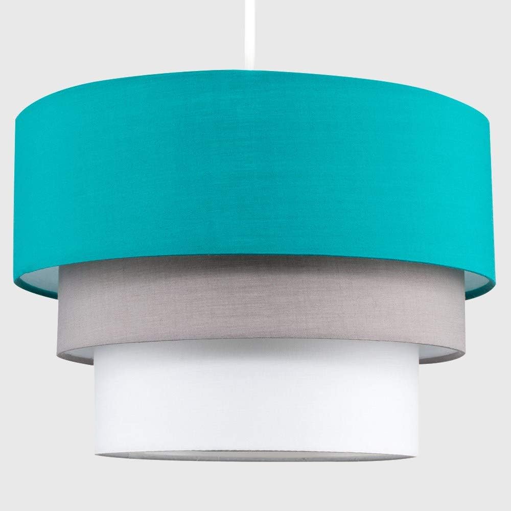 Round 3-Tier Fabric Ceiling Pendant Light Shade | Modern Dark Grey ...