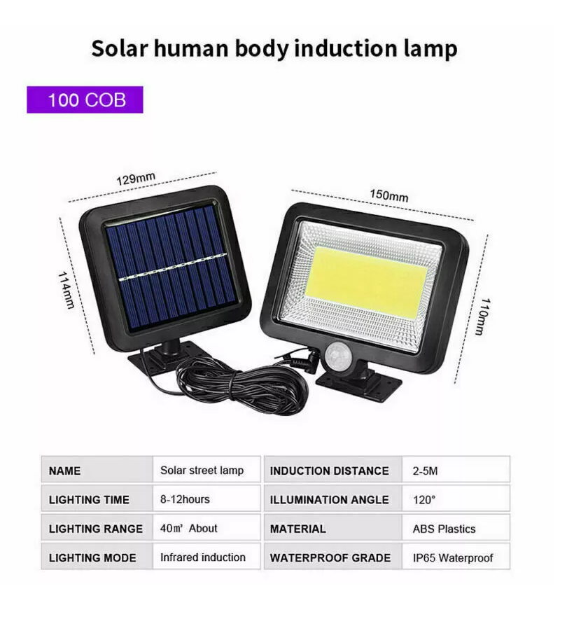 Solar LED Wall Light – PIR Motion Sensor Security Flood Lamp for Outdoor & Garden