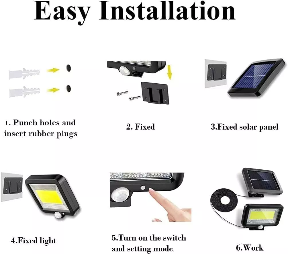 Solar LED Wall Light – PIR Motion Sensor Security Flood Lamp for Outdoor & Garden