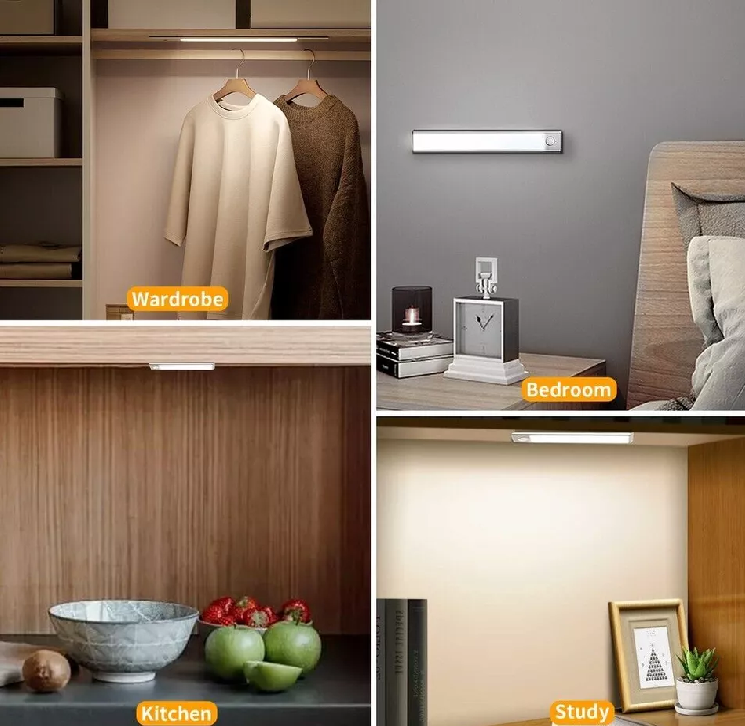 60cm Wireless LED Motion Sensor Light - USB Rechargeable Cabinet ...