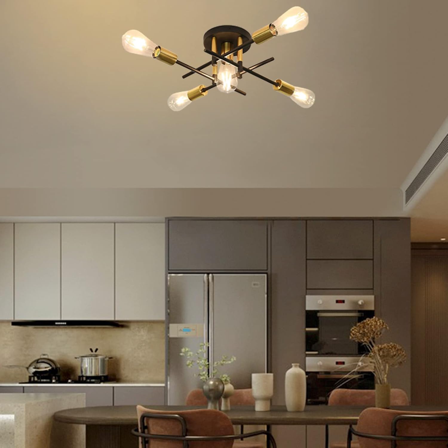 Industrial Vintage Chandelier – 5-Light Modern Ceiling Fixture for Home ...