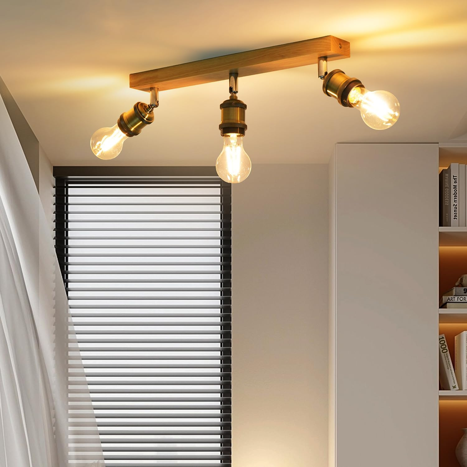 Retro Ceiling Light Fitting – 3-Way Adjustable Spot Light with E27 Base ...