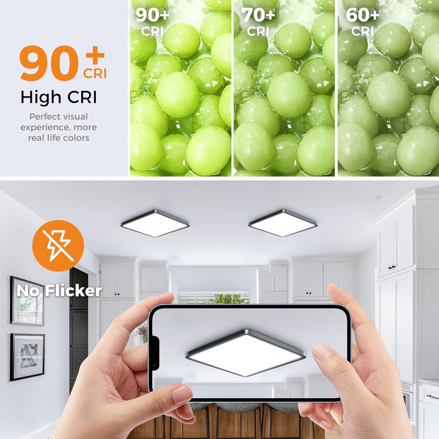 28W LED Ceiling Light – 3 Color Modes, IP44 Waterproof Square Lamp