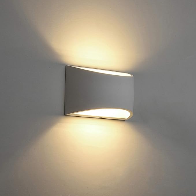 Modern 7W LED Wall Sconce | White Plaster Up & Down Warm Light